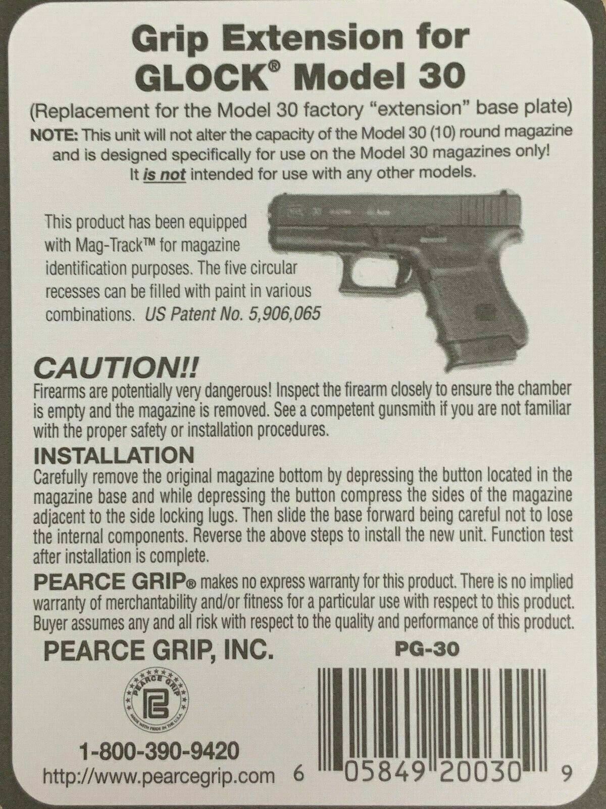 Pearce Grip PG-30 Grip Ext. for Glock G30 G30S G30SF SAME DAY FAST FREE ...