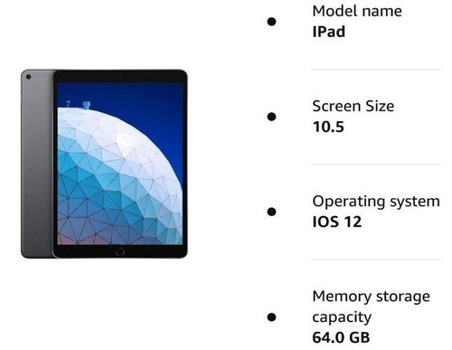 Apple iPad Air (3rd Generation) 64GB, Wi-Fi, 10.5in - Space Gray for ...