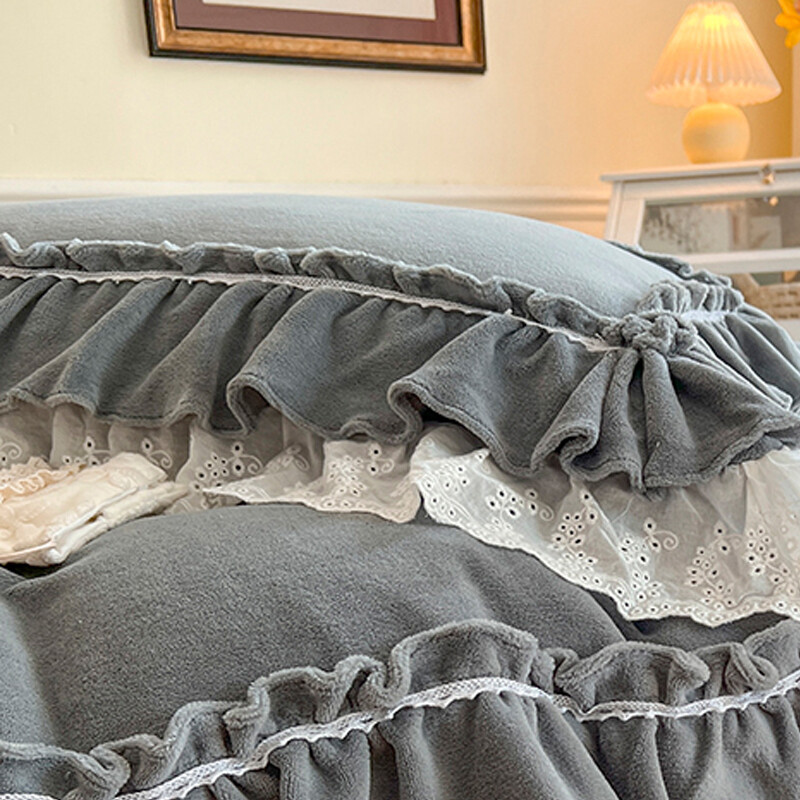 2X Lace Ruffle Fleece Pillow Cases Bedroom Warm Comfort Pillowcases ...