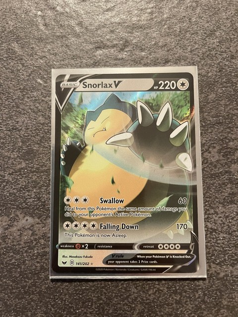 Pokémon TCG Snorlax V Sword & Shield Base Set 141/202 Holo Ultra Rare ...