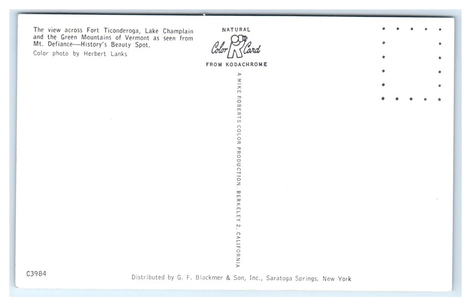 VT Postcard- MOUNT DEFIANCE FORT TACONDEROGA OF LAKE CHAMPLAIN BELOW | eBay