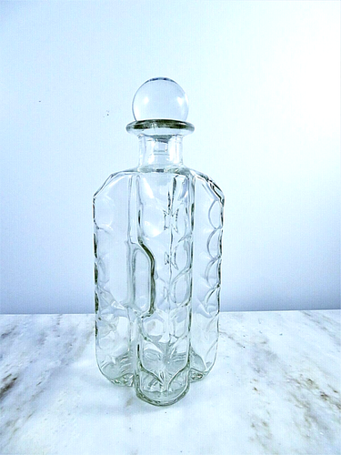 Vintage 1969 Thumb Pinch Clear Glass Bottle Pig Snout Top W/ Stopper 8. ...
