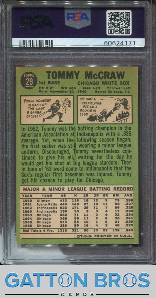 1967 Topps Tommy McCraw #29 PSA 8 NM-MT | eBay