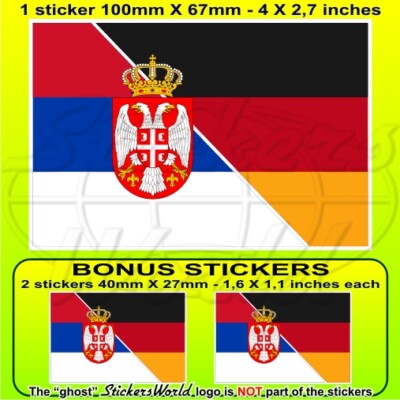 SERBIA-GERMANY Serbian-German Flag 100mm Vinyl Bumper Sticker Decal x1 ...