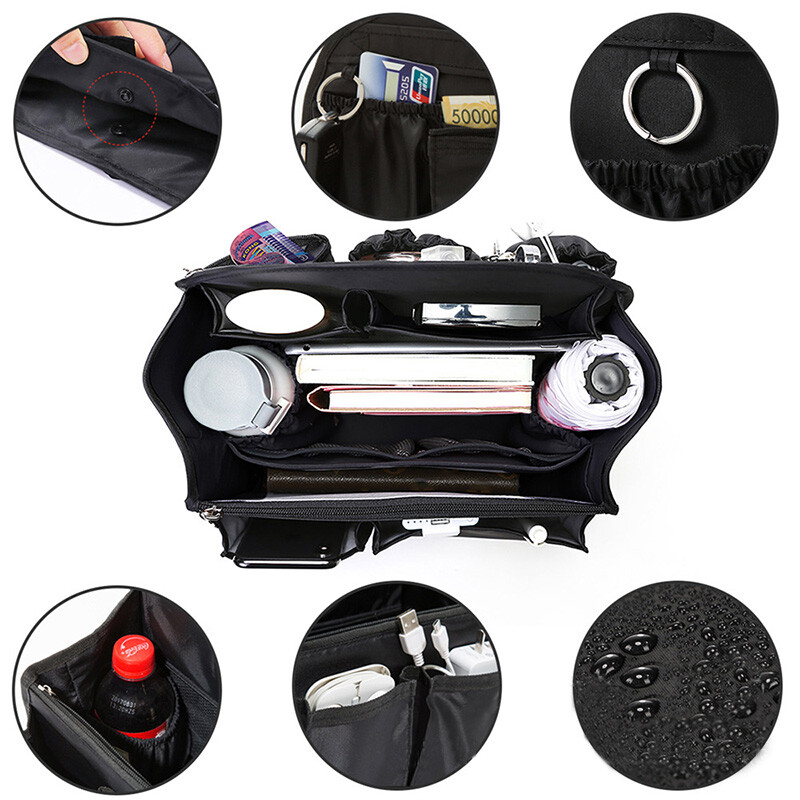 Backpack Organizer Insert Bag Case Multi Pocket Handbag Multi-function ...