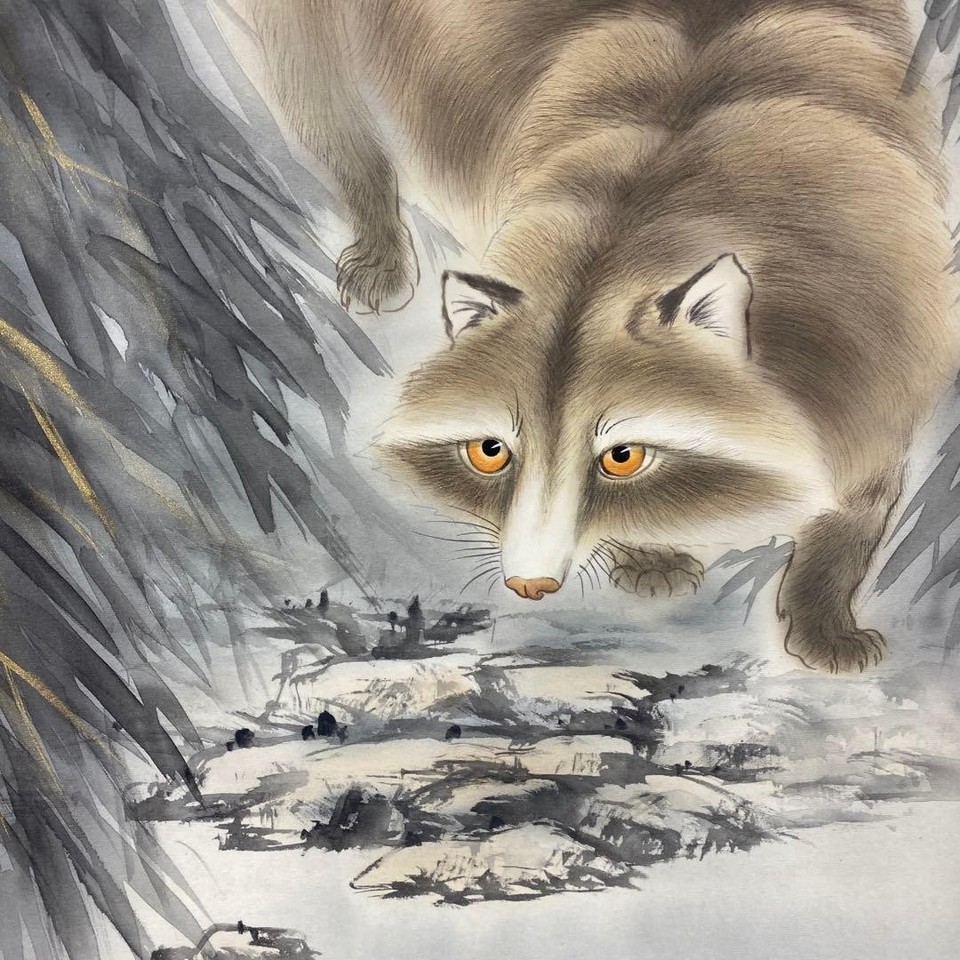 Raccoon Dog Japanese Hanging Scroll Kakejiku Asian Culture Art Painting ...