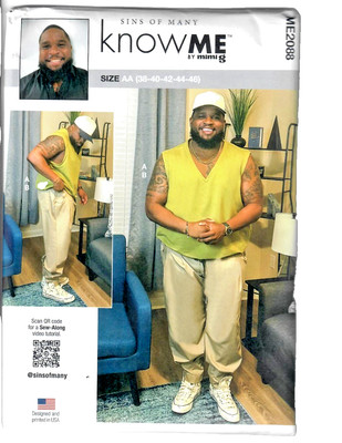 Know Me by mimi G ME2088 Sewing Pattern Men's Pullover Vest Pants 38-40 ...