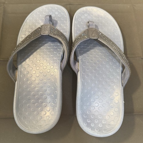 Woman's Vionic Blue Rhinestone Thong Slip-on Flip Flops Size 6 EUC | eBay