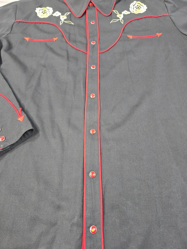 Scully Shirt Mens Size XXL Black Western Snap On Smile Pockets Pearl ...