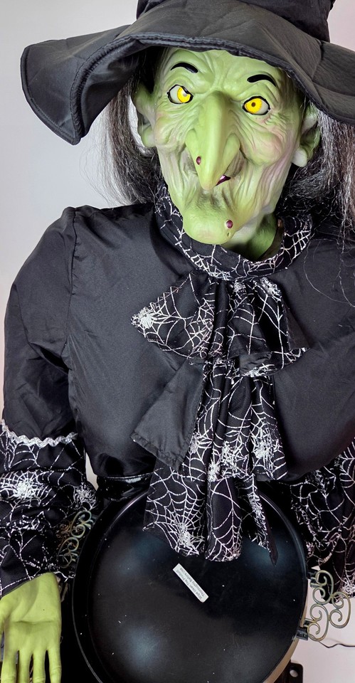 Gemmy Life Size Animatronic Halloween Witch Prop Candy Tray Trick Or ...