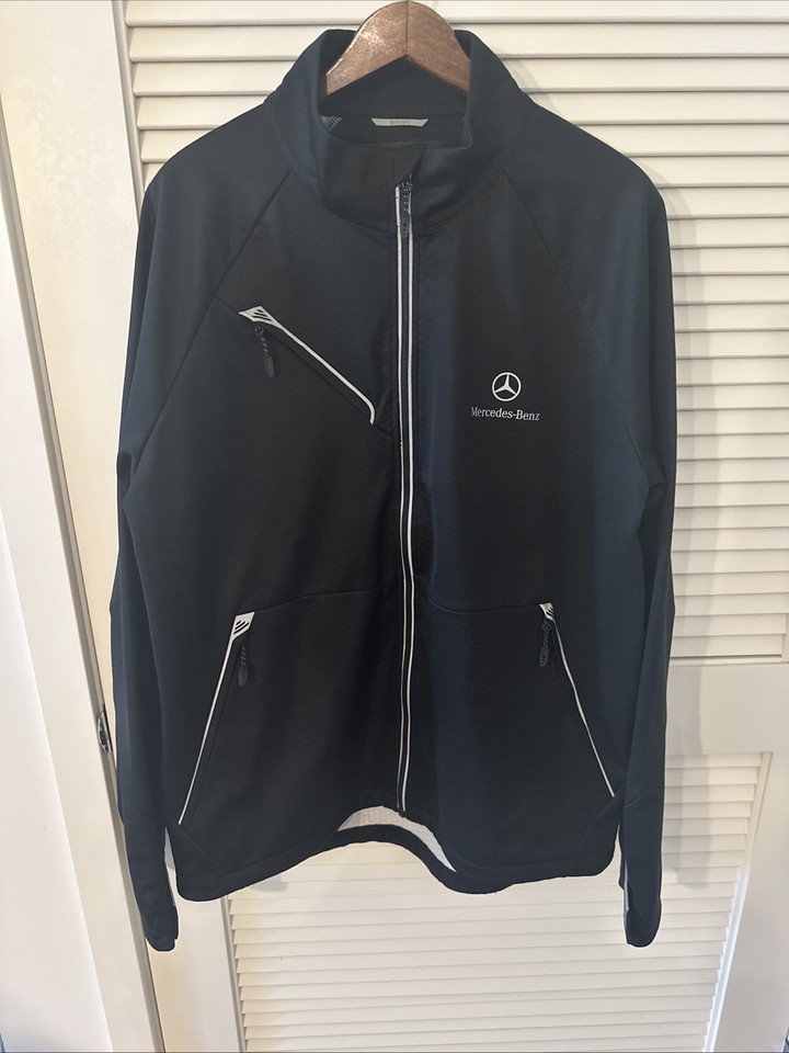 Mercedes Benz Jacket Men's Large Soft Lined Windbreaker Black Full Zip ...