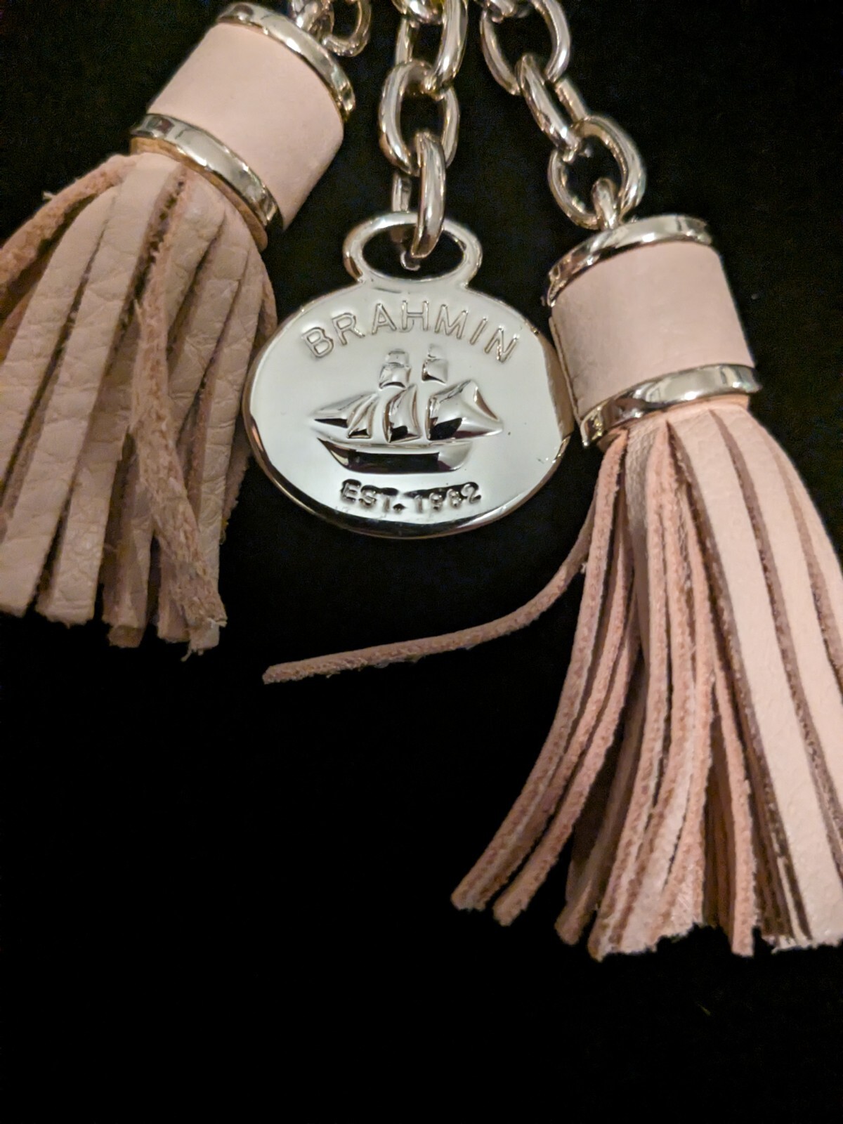 Brahmin Poppy Ashland leather double tassel key chain - Gem