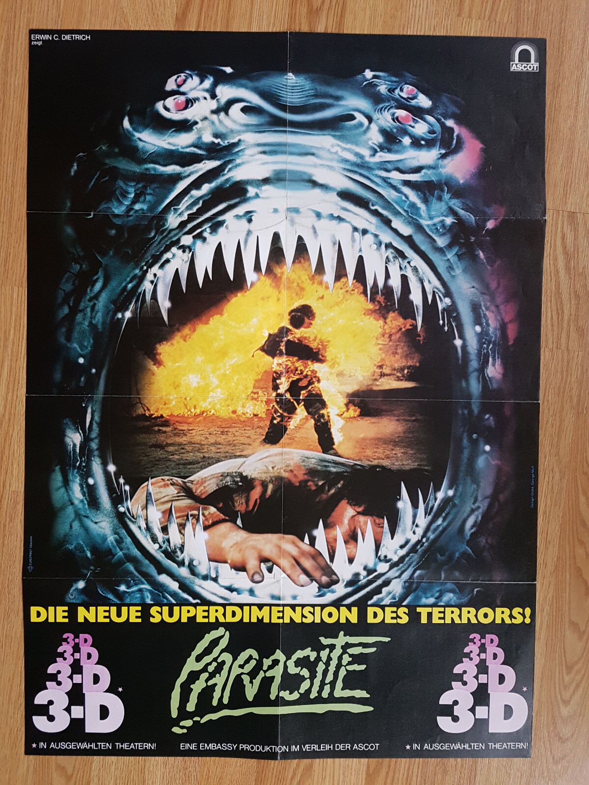 Parasite 3-D rare German 1-sheet poster 1982 Ch.Brand DEMI MOORE George ...