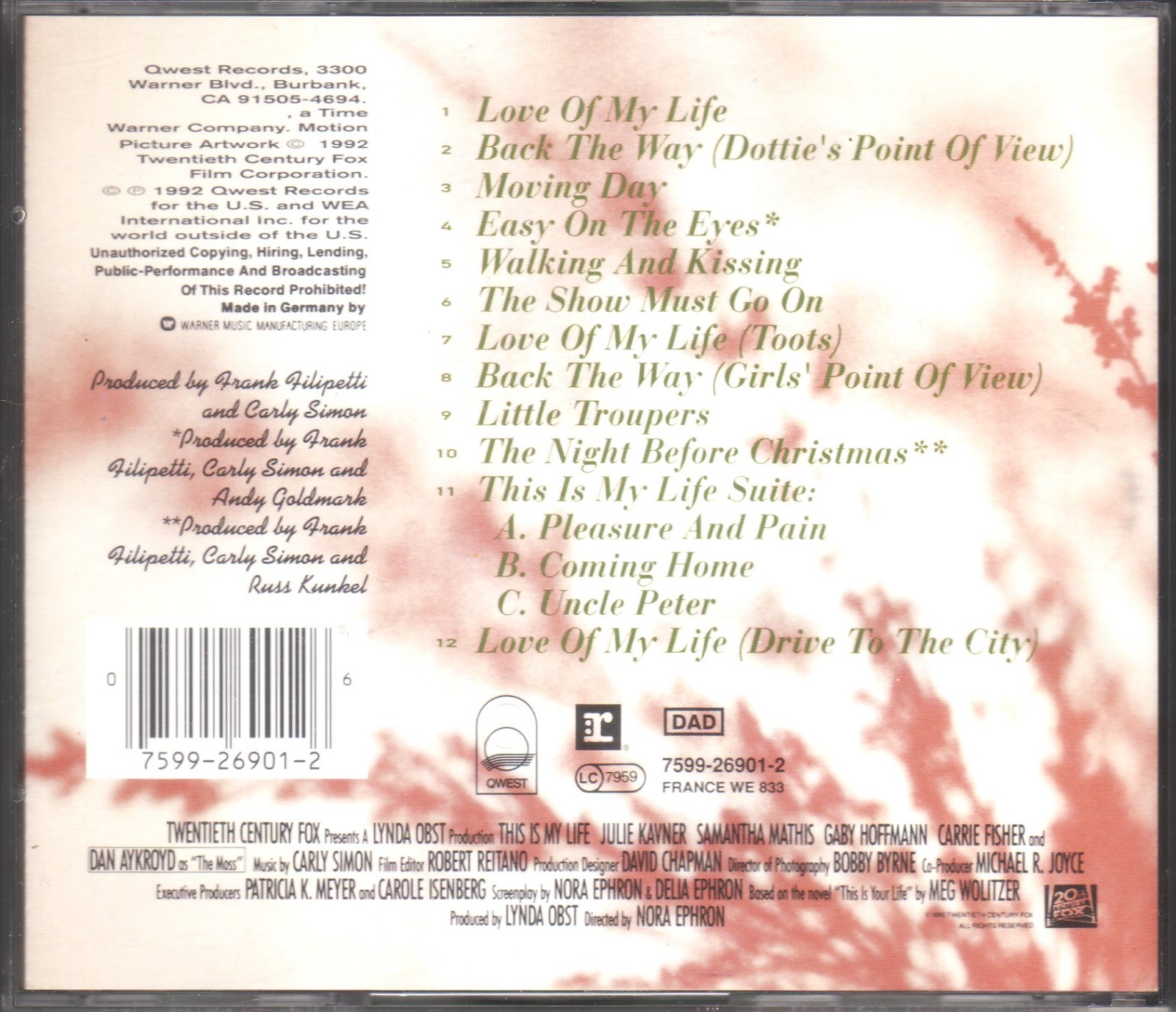 This Is My Life soundtrack CD Carly Simon (1992) | eBay UK