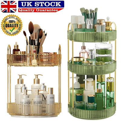 360° Storage Makeup Cosmetic Perfume Rotating Organiser Stand Tier ...