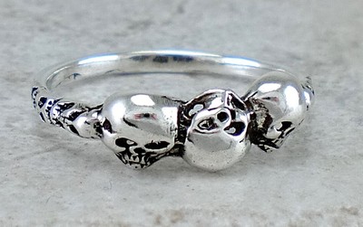 CUTE 925 STERLING SILVER SKULLS RING size 10 SKULL style# r2811 | eBay