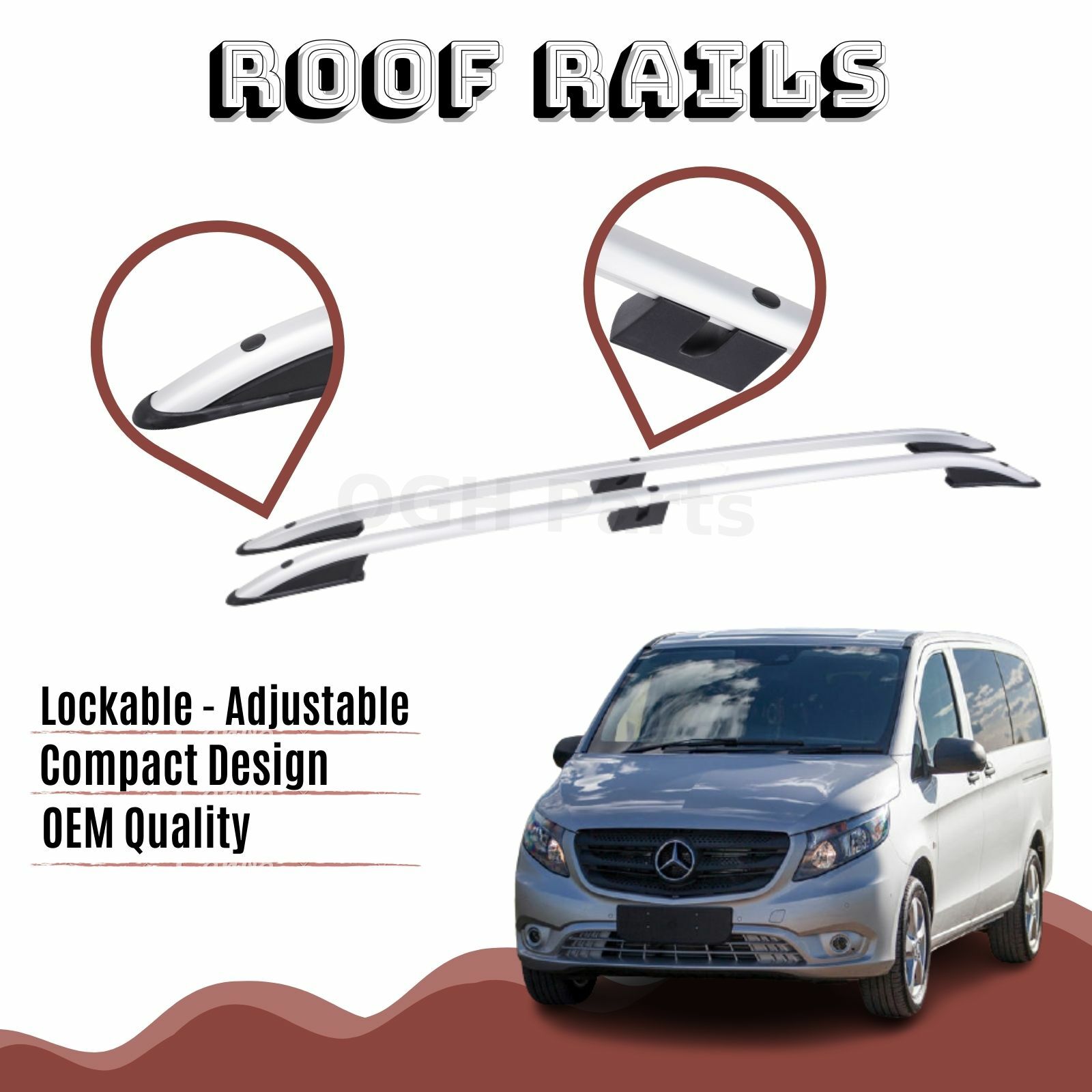ALUMINIUM ROOF RACK SIDE RAILS BARS FOR MERCEDES METRIS 2016-2022 (W447 ...