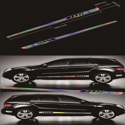 2Pcs Laser Reflective Car Graphics Both Side Body Vinyl Decal DIY ...