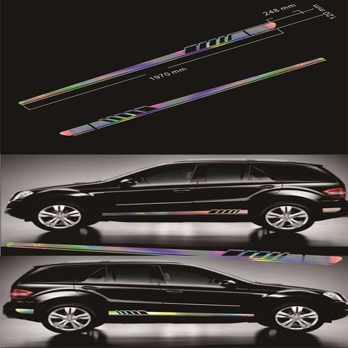 2Pcs Laser Reflective Car Graphics Both Side Body Vinyl Decal DIY ...