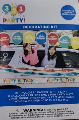 BIRTHDAY Decorating Kit. 1 6ft. Banner, balloons, hats, streamers ...