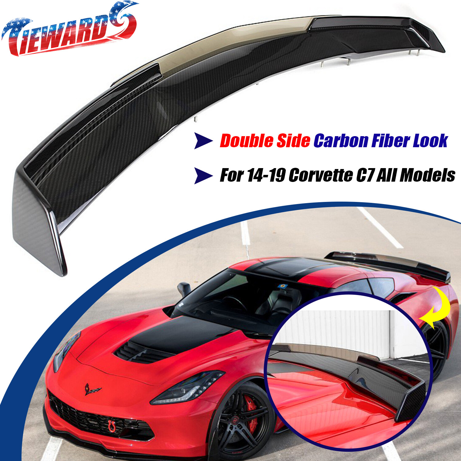 Z06 Stage 3 Rear Trunk Lip Wing Spoiler For 14-19 Corvette C7 Carbon ...