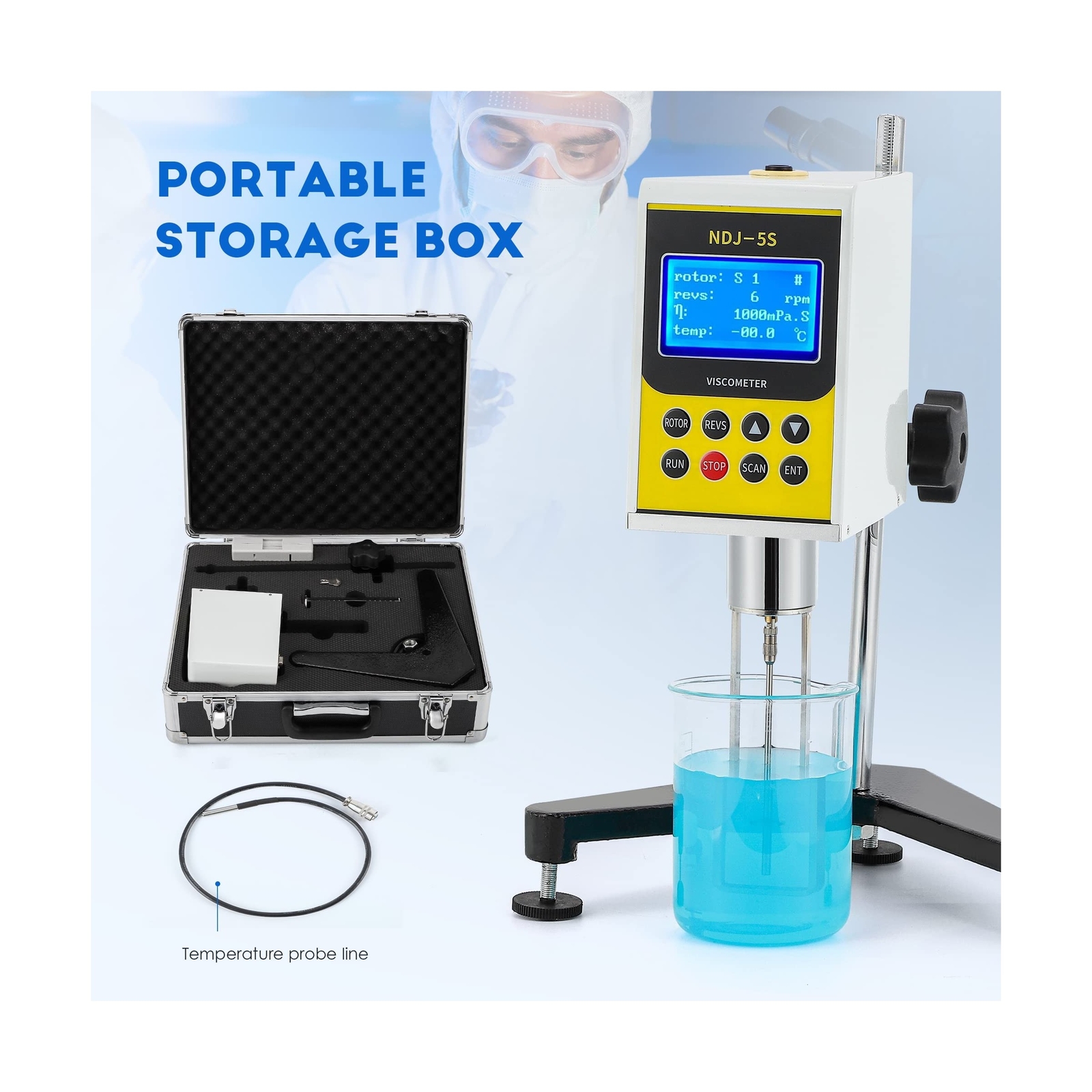 CGOLDENWALL NDJ-5S Rotary Visometer Digital Rotational Viscosity Meter ...