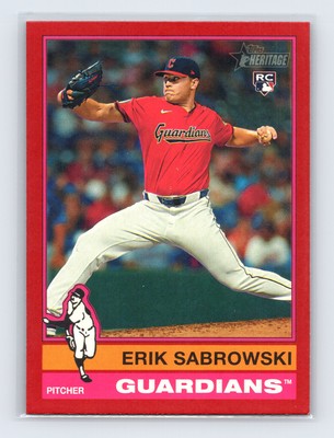 Erik Sabrowski Cleveland Guardians 2025 Topps Heritage #433 Red Rookie ...