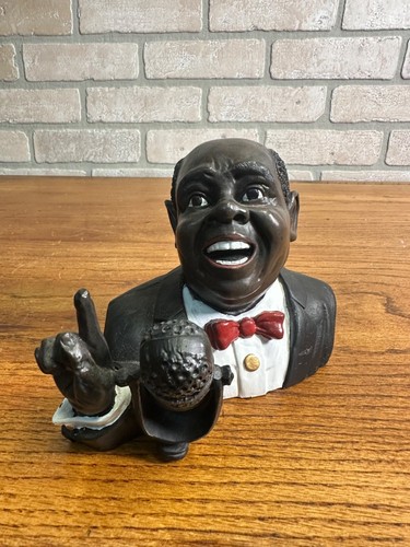 Vintage Louis Armstrong Figure Jazz Singer Mic statue Bust Figurine | eBay