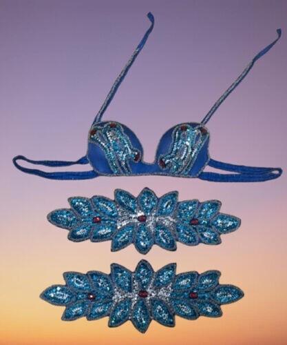 Egyptian Belly Dance Costume bra Belt Professional Dancing Blue ...