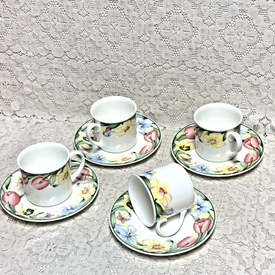 Villeroy Boch Canari Mettlach Cup and Saucer Sets Floral Germany Vtg ...