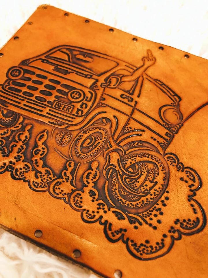 leather patch van vannin' trucking boogie porthole windows shirt stick ...
