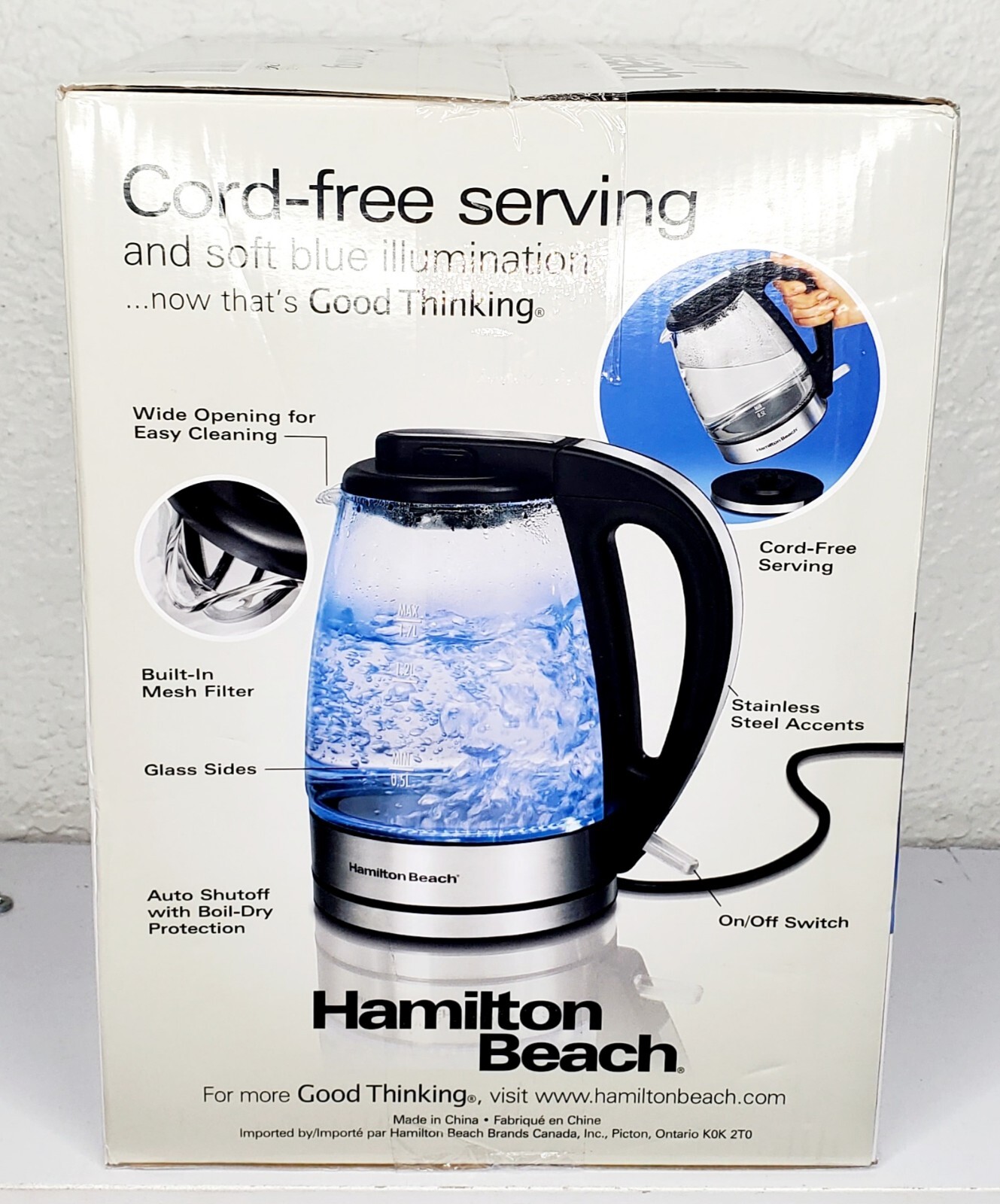 Hamilton Beach 40865 Electric Glass Kettle, 1.7L - Black for sale ...