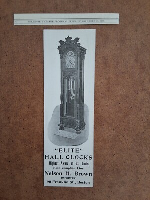 Antique Elite Hall Clocks - Nelson H. Brown - Boston - 1905 Art AD | eBay