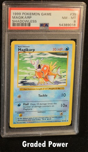 Pokemon Base Set Unlimited Shadowless Magikarp SHADOWLESS PSA 8 (9018 ...