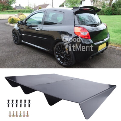For Renault Clio Matte Black Rear Diffuser Bumper 4-Fins Spoiler Lip ...