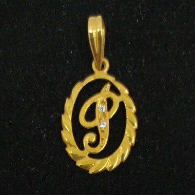 Pendant Gold 18k 750 Mls . Initial Letter Name Letter P With Zircons ...