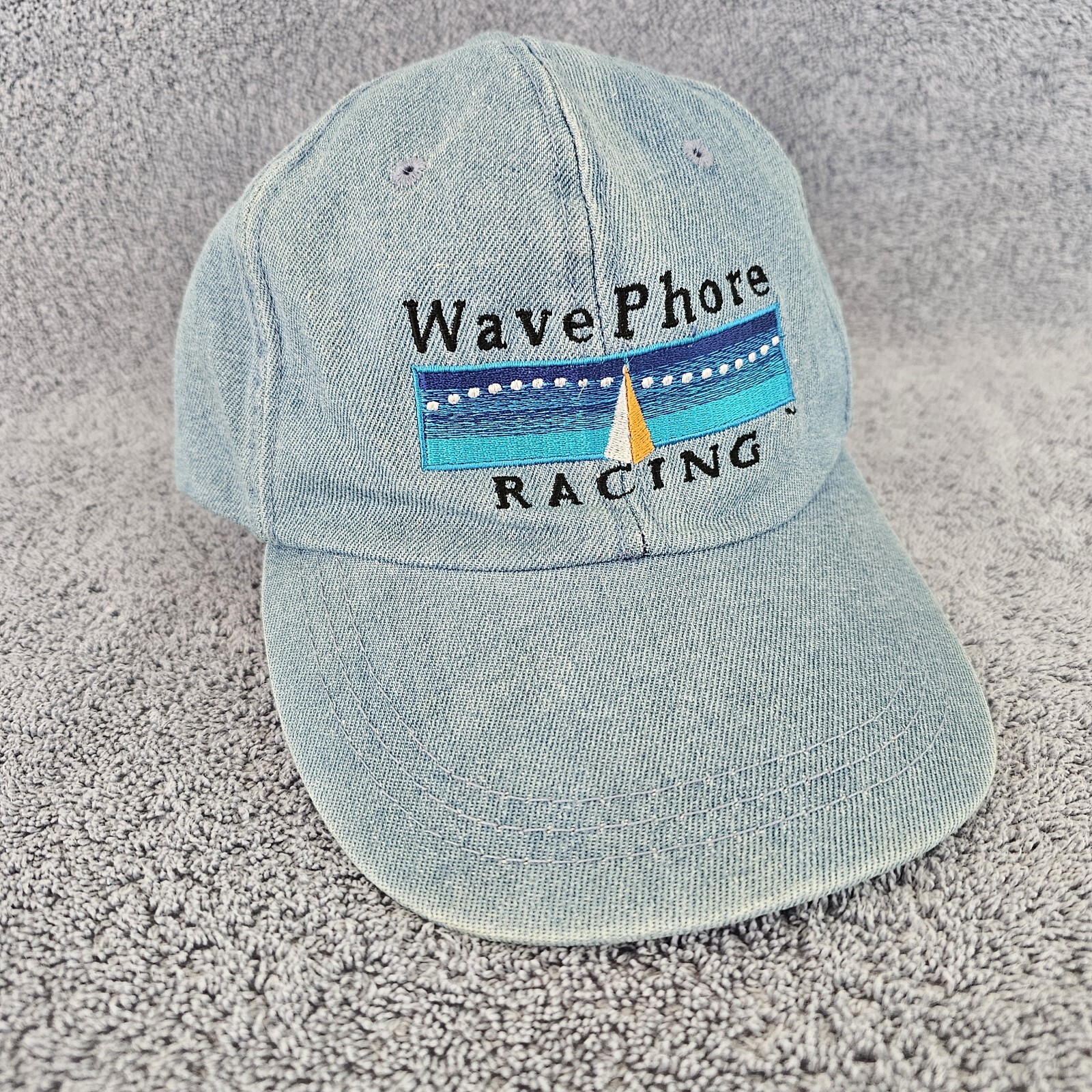 Vintage Racing Hat Denim Blue Strapback Dad Cap OSFM WavePhore Racing ...