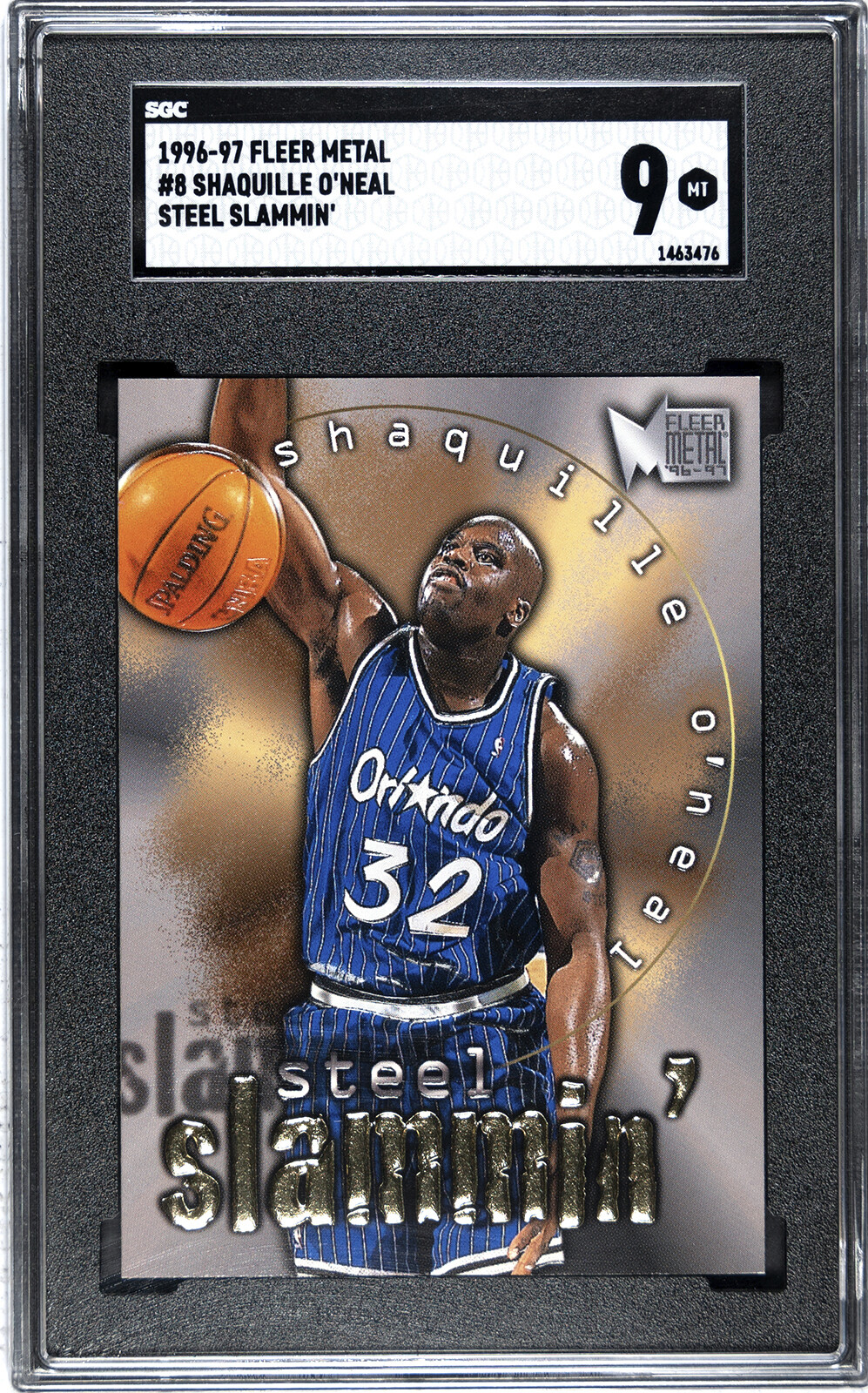 1996 Metal Shaquille O'Neal Steel Slammin' SGC 9 MINT Magic - Tough ...