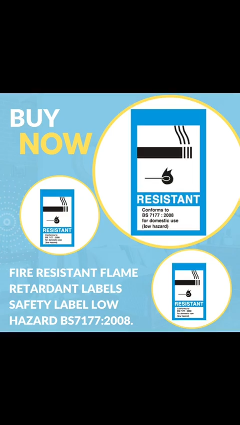 Fire Resistant Flame Retardant labels Safety Label Low Hazard BS7177 ...