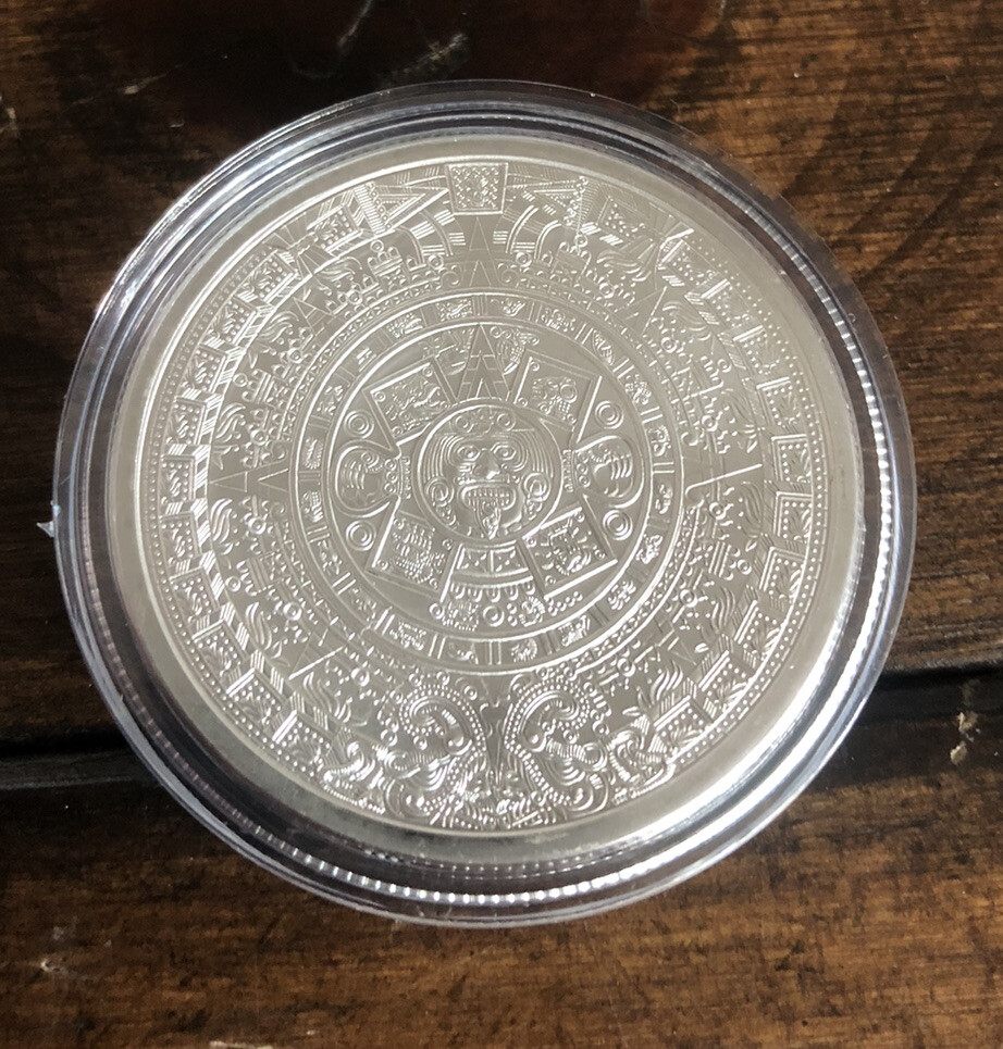 1 oz. Golden State Mint Silver Round Aztec Calendar .999 Fine Silver w ...