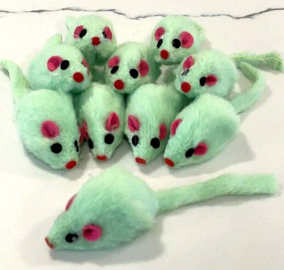 Cat Toy Rattling Fuzzy Mice w Tail, 5 10 15 20 25 30 40 50 60 100 count ...