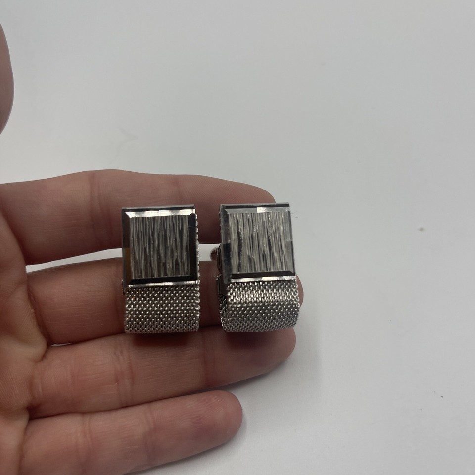 Vintage Cufflinks Wrap Around Silvertone #D77 | eBay