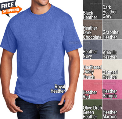 Mens Blended Heathered T-Shirt Classic Fit Tee Many Colors S-6XL NEW ...