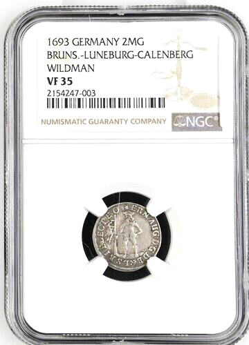 1693 German State Brunswick Luneburg Calenberg Wildman 2 Mariengroschen ...