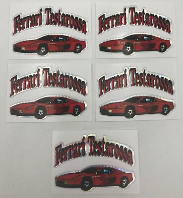 (5)x Ferrari Testarossa Car Automobile Logo Vintage Sticker Hologram ...