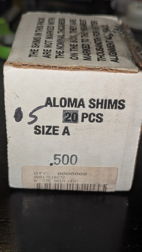 New Pack of (5) Aloma Shims Size A .500" Nominal | eBay