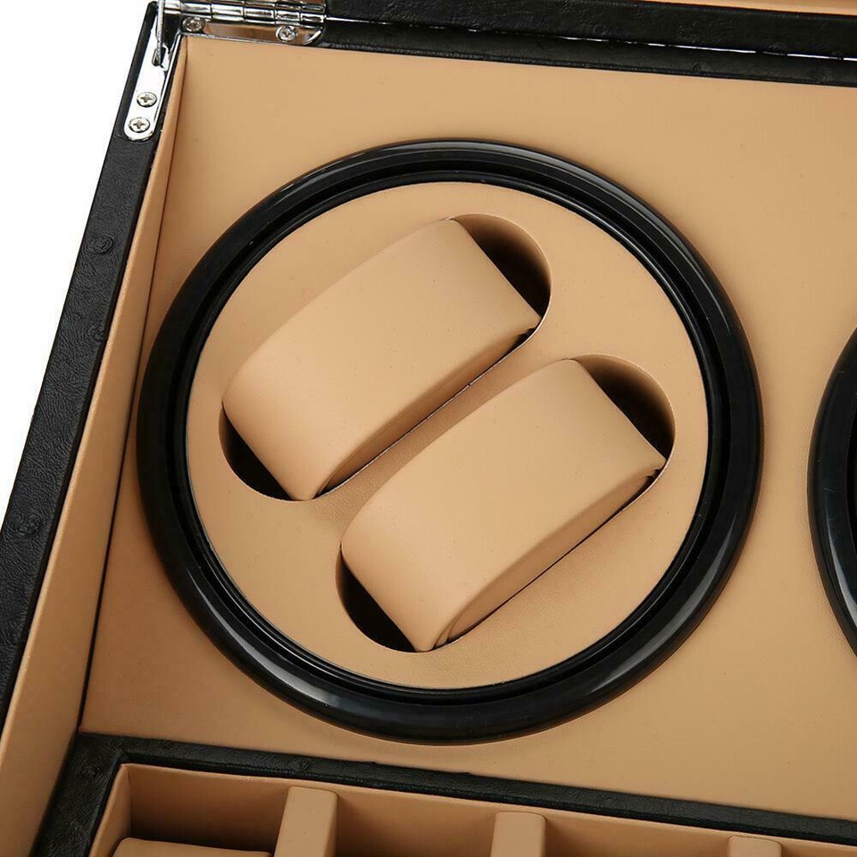 Automatic Watch Winder Box Display PU Leather Storage Case 4+6 Rotation ...