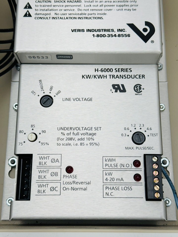 Veris Industries H6000 Series KW/KWH Transducer *WARRANTY* | eBay