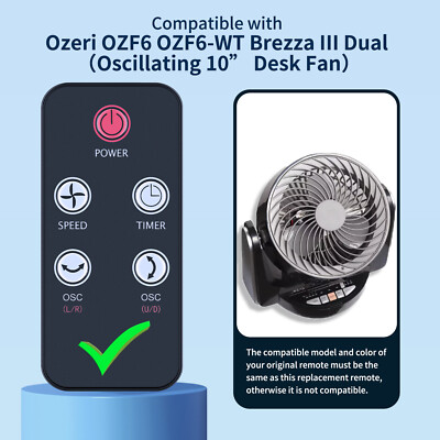 Remote Control For Ozeri OZF6 Brezza III Dual Oscillating High Velocity ...