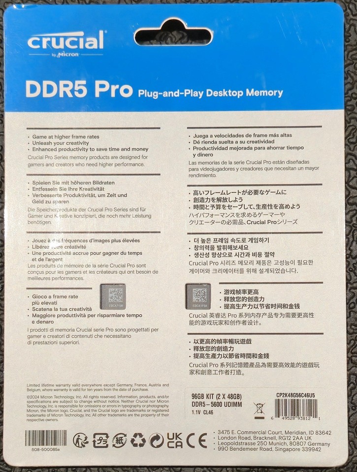 Brand New Sealed | Crucial 96GB DDR5 Pro 5600mhz | SHIPS NEXT / SAME ...